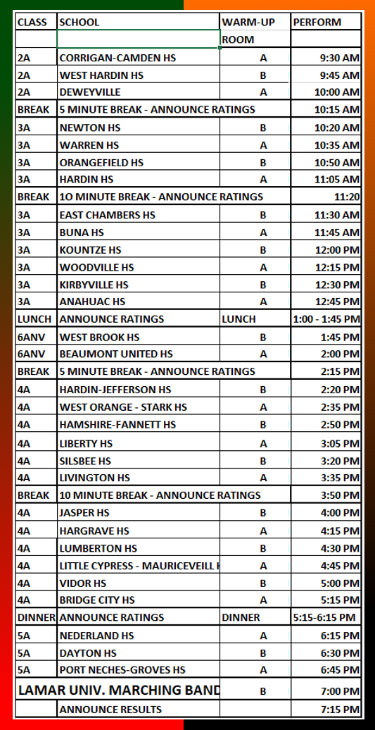 Marching Contest Schedule - KOGT